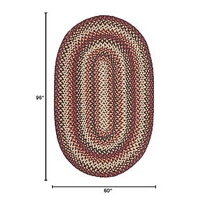 SAFAVIEH Braided Collection Area Rug - 5' x 8' Oval, Brown & Rust, Flat Weave Reversible Cotton Design, Easy Care, Ideal for High Traffic Areas in Living Room, Bedroom (BRD651Z)