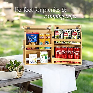 GOBAM Bamboo Kitchen Countertop Organizer - 3 Tier Shelf, Portable Space Saving Storage Spice Organizer for Living Room, Kitchen, Office, Outdoors - Natural, 10.2 x 7.9 x 13.4 inches