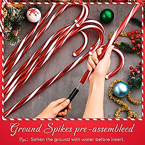 12 Pcs 36 Inch Giant Christmas Candy Cane Pathway Markers Lights, LED Outdoor Decorations, Extra Large Yard Pathway Stake Lights for Lawn Garden Driveway Walkway Xmas Decor