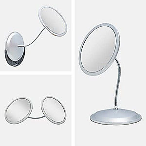 Double Vision™ Gooseneck Vanity/Wall Mount Mirror 5X/10X Magnification, Made in the USA