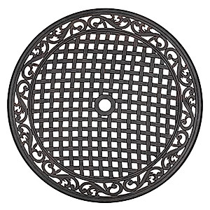 Nuu Garden 36 Inch Patio Dining Table with Umbrella Hole, Outdoor Cast Aluminum Bistro Table, Black with Antique Bronze at The Edge