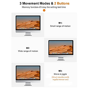 STARSIKI 2 Buttons Improved Tiny Mouse Jiggler Undetectable, 2 Buttons of On/Off Switch and 3 Cursor Movement, USB-C Adapter Protective Cap Mouse Mover Device Automatic Mouse Wiggler Shaker Giggler