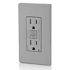 Leviton Dual-Function AFCI/GFCI Outlet, 15 Amp, Self Test, Tamper-Resistant with LED Indicator Light, Protection from Both Electrical Shock and Electrical Fires in One Device, AGTR1-GY, Gray