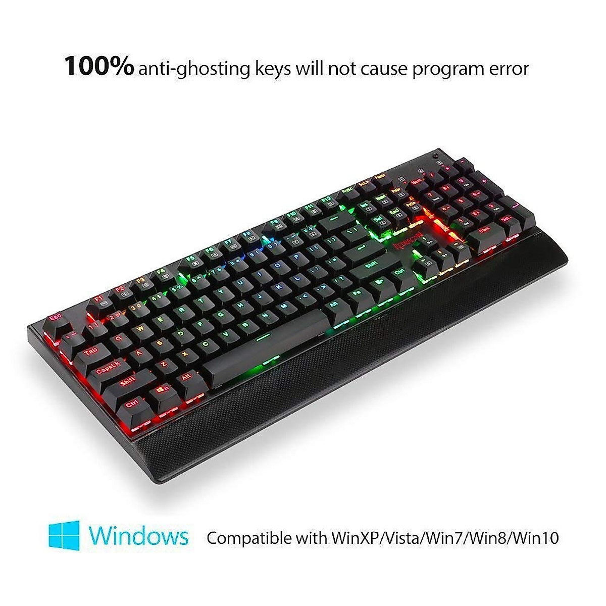 Redragon K557 RGB Backlit Mechanical Gaming Keyboard with Blue Switches, Aluminum Base, Anti-ghosting 104 Keys