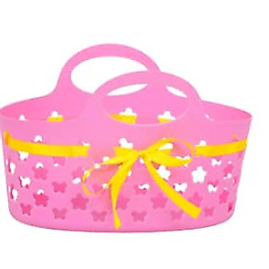 Easter Egg Hunt Oval Plastic Baskets with Ribbons(Pink, Purple, Blue and Yellow) With Special DTJS Easter Bonus