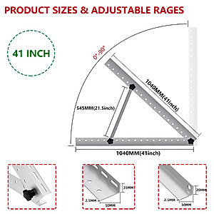 SUNMAK 41inch Adjustable Solar Panel Mount Brackets 0-90° Adjustable Solar Panel Tilt Mount Brackets for Solar Panels Installed on Any Flat Surface for RV, Roof, Boat, Any Off-Grid Systems