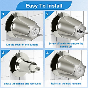 Metal 3 Piece Shower Knob Replacement, Compatible with Price Pfister Verve and Bathtub/Shower Faucet Handle, Include Hot and Cold/Diverter Shower Knob and 3 Screws (Brushed Nickel)