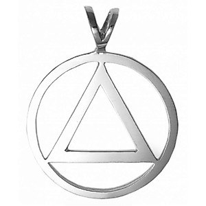 Alcoholics Anonymous (AA) Symbol - Sterling Silver,AA Flat Style Pendant, Large Size