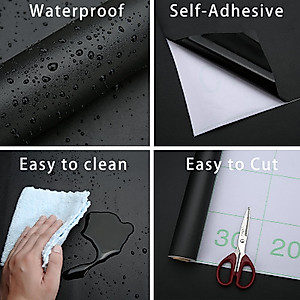 Dimcol Black Contact Paper 15.7"x118" Peel and Stick Wallpaper, Matte Black Wallpaper Self-Adhesive and Removable Decorative Contact Paper for Cabinets,Countertops,Shelve Wall Paper