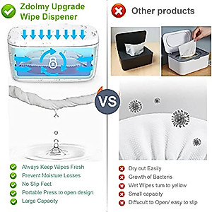 Wipes Dispenser, Wipe Holder for Baby, Refillable Wipe Container, Portable Press to Open, Non-Slip