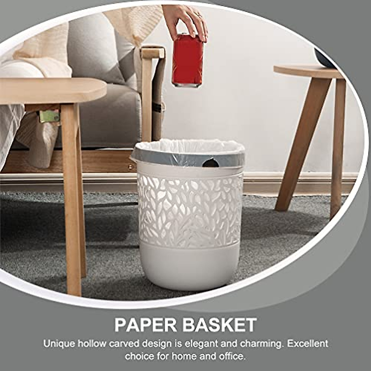 AECBUY Plastic Trash Cans Wastebasket Garbage Container Bin for Bathroom Bedroom Kitchen Craft Room Office 2Pcs Black White (Color : Black White)