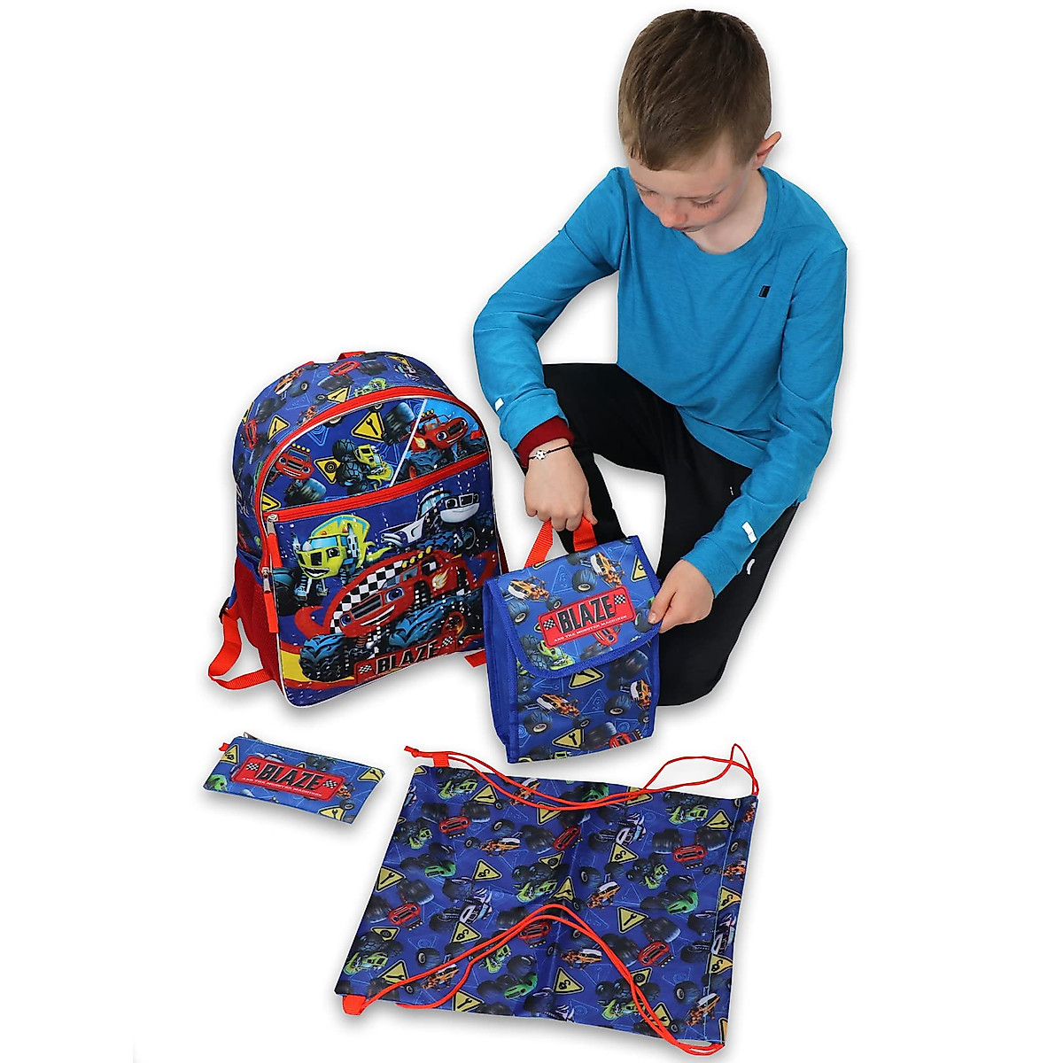 Nickelodeon Blaze and the Monster Machines Boys 16" Backpack 5 piece School Set (One Size, Blue)