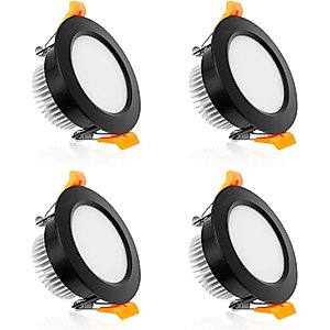 YGS-Tech 2 Inch LED Recessed Lighting Dimmable Downlight, 3W(35W Halogen Equivalent), 4000K Natural White, CRI80, Black Trim, LED Ceiling Light with LED Driver (4 Pack)