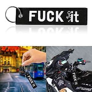 MELIFE Flag Keychain Tag with Key Ring, 3 Pack Keychain for Motorcycles, Scooters, Cars, and Gifts (Fuck it)