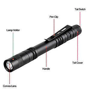 Tileon Pen Flashlight,5PCS Led Pen Light Flashlights with Clip,500 Lumen Mini Pocket Medical Penlight Inspection Flashlight