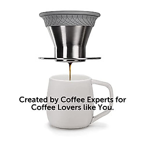 ESPRO BLOOM Pour Over Coffee Brewer Set - Dual Filter Mode Makes Coffee in 2 Minutes, Brushed Stainless Steel