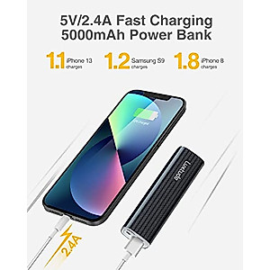 Luxtude 10000mAh Small Portable Charger with Flashlight, Mini & Lightweight Power Bank, Compact External Battery Pack Lipstick Portable Phone Charger for iPhone, Android, Samsung, etc (2 Pack 5000mAh)