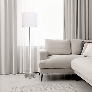 Simple Designs LF2004-WHT Brushed Nickel Drum Shade Floor Lamp, White