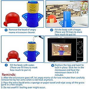 Abnaok Microwave Cleaner, 2 PCS Angry Mama Microwave Cleaner Microwave Oven Steam Cleaner Easily Clean in Minutes Cleans Add Vinegar and Water for Home or Office with English Manual (Green+Blue)
