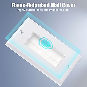 VCE Wall Plate Cable Pass Through with Bracket, Decorator Cover for Low Voltage Cables - White, 2-Pack