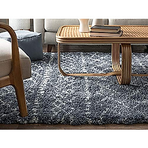 Well Woven Bissi Blue Super Thick & Soft Moroccan Shag Area Rug 5x7 (5'3" x 7'3")