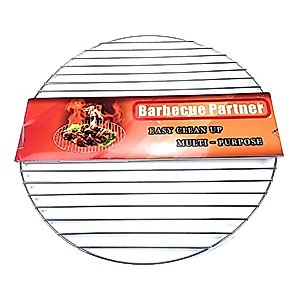 Barbecue Partner Round replacement charcoal bottom grate Korean bbq grill cooking wire mesh grid no foot, 14'' diameter, Stainless Steel, 14 x 14 x 0.4 inches
