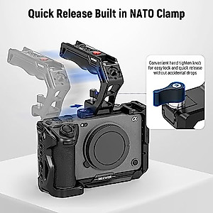 NEEWER NATO Top Handle with Record Button, Comfort Silicone Grip with QR NATO Clamp, 3/8" ARRI Locating Hole, Cold Shoes 1/4" Threads Compatible with Sony A7 ZV1 Panasonic S5 II FUJIFILM X-T5, PG005E
