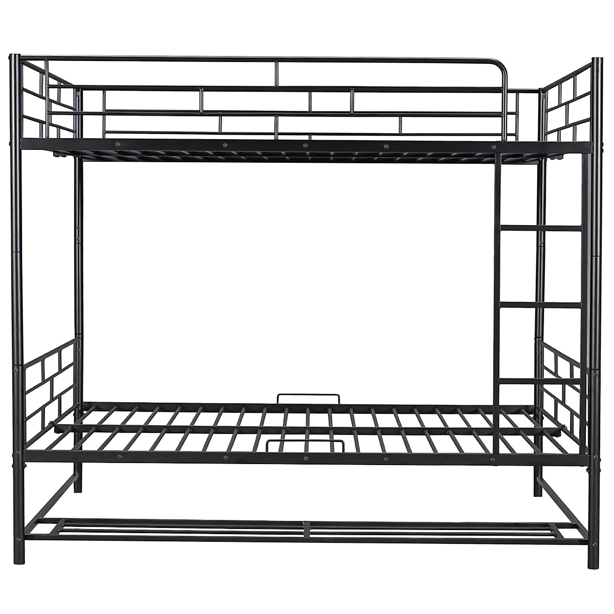 Bellemave Bunk Bed Full Over Full,Kids Bunk Bed,Metal Bunk Bed with Shelf and Guardrails,Full bunk beds for Kids, Teens & Adults（Black）
