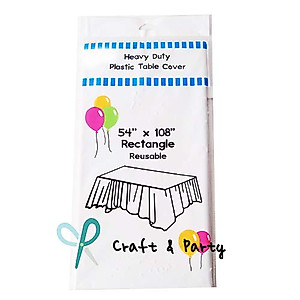 Evershine (12-Pack Heavy Duty Plastic Table Covers Tablecloth (Reusable) (Rectangle 54" X 108", White)