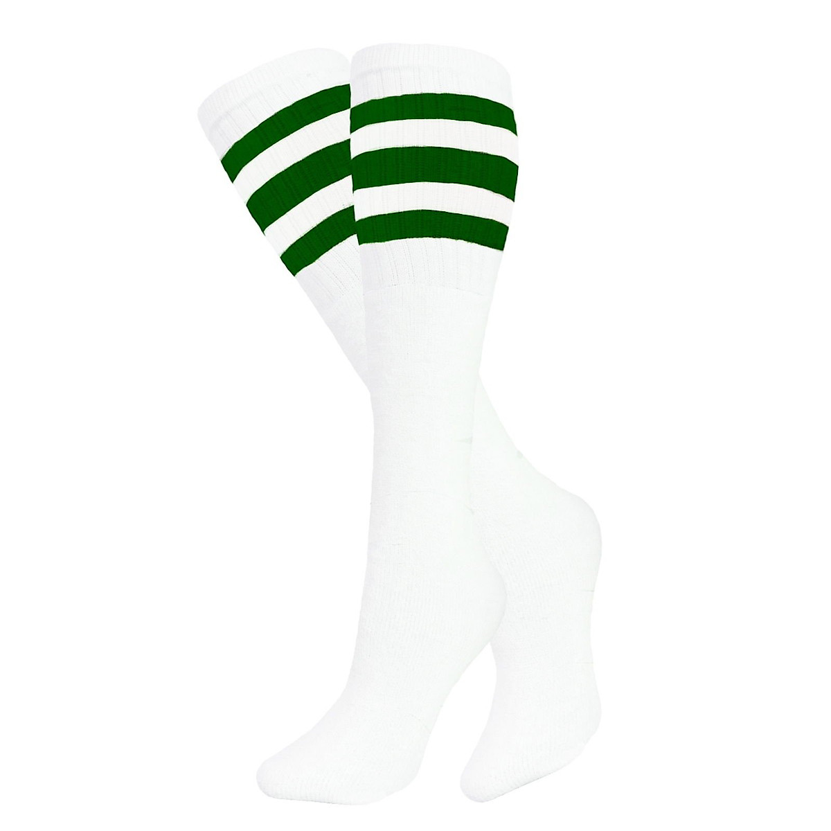 Full 90 Mens 5 PAIRS Classic Multi Striped Sports Tube Socks,Sock Size 10-15, White, Large