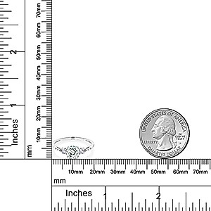 Gem Stone King 10K White Gold 6MM Round Gemstone Birthstone White Created Sapphire & White Diamond Accent 3-Stone Engagement Ring | Three-Stone Wedding Anniversary Promise Ring For Women