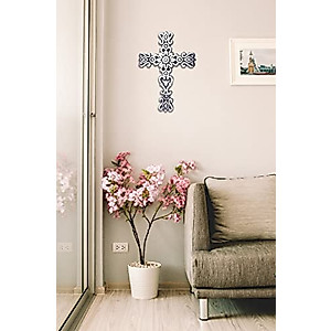 Crosses Wall decor Western Hanging Cross Wall Decor Crosses Wall decor Decorative Crosses Wall decor Silver Nickel Finish 9.5" x 5" Inches