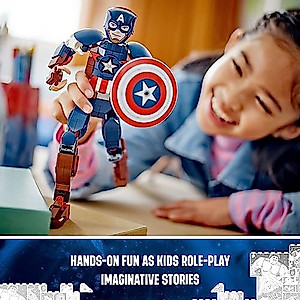 LEGO Marvel Captain America Construction Figure 76258 Buildable Marvel Action Figure, Posable Marvel Collectible with Attachable Shield for Play and Display, Avengers Toy for Boys and Girls Ages 8-12