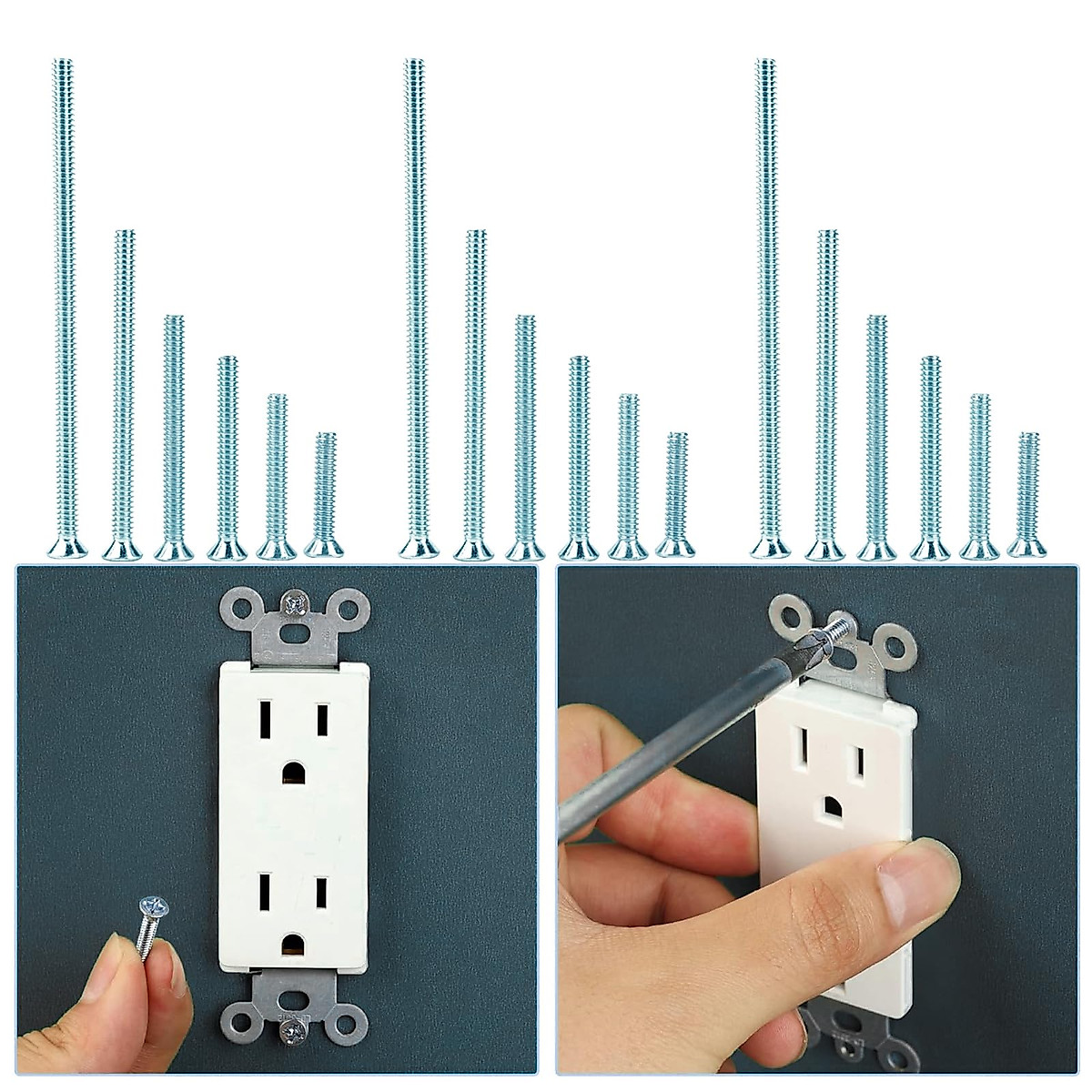 T.K.Excellent Flat Head Phillips #6-32 Electrician's Machine Screw Kit,370 Pcs Assorted Screws, Wall Plate Screws, Outlet Screws