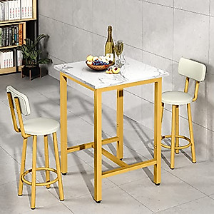 AWQM Table, 3-Piece Set, White & Gold