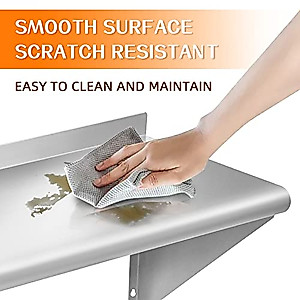 HOCCOT Wall Stainless Steel Shelf 12 x 36”, Heavy Duty 270 lb Metal Shelf, Commercial Wall Mounted Food Service Storage Rack Shelves for Kitchen, Restaurant, Food Truck, Garage, Laundry Room