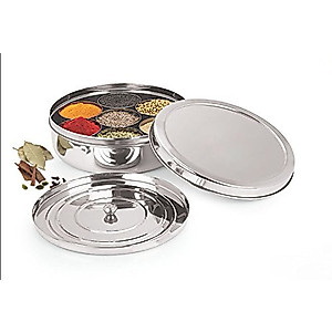 SHREESHANAIK Stainless Steel Masala Box,Stainless Steel Masala Dabba, Stainless Steel Spice Container, Indian Kitchen Spice Box for Chefs