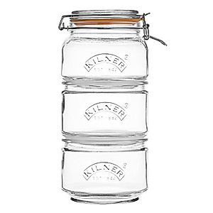 Kilner Stackable Storage Jar Set, 17.5 x 17.5 x 32 cm