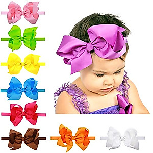 ZOONAI 2Pcs Baby Girl Infant Large Hair Bow Headband Toddler Hair Band Accessories
