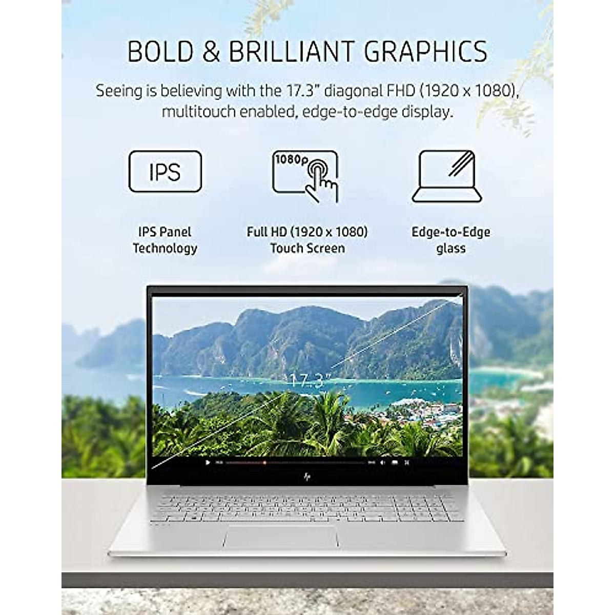 HP Envy 17.3 Touchscreen Laptop, Windows11, FullHD Display 100%sRGB, i7-1165G7, Backlight Keyboard, USB C, Wi-Fi6, Fingerprint, NVIDIA GeForce MX450, HDMI Cable (32GB RAM+ 1TB PCIe SSD)