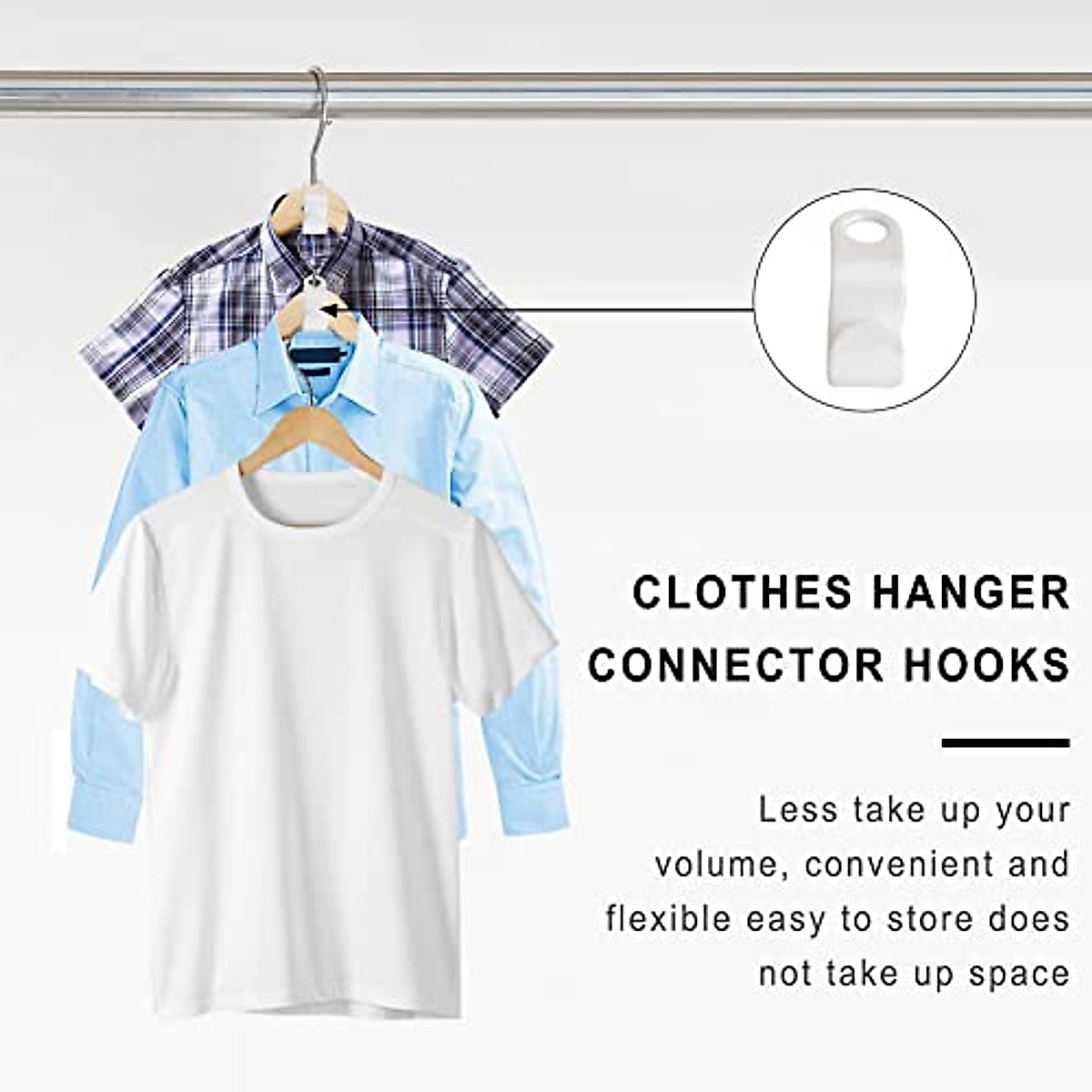 50Pcs Clothes Hanger Connector Hooks, Hanger Extender Clips Clothes Hangers for Heavy Duty Space Saving Cascading Connection Hooks for Clothes Closet (White)