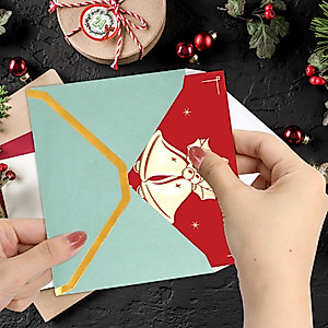 24 Pack Christmas Foil Thank You Cards and Envelopes Blank Inside Christmas Greeting Note Cards Party Supply