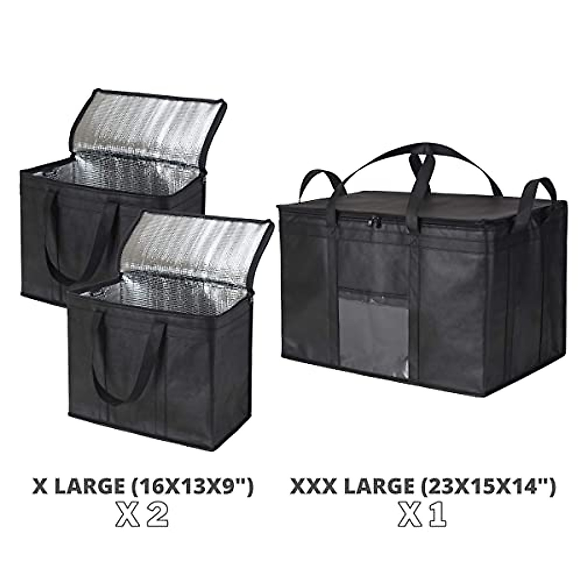 NZ home Ultimate Food Delivery Bags Bundle XL Insulated Bags 2 Pack + XXXL Insulated Bags 1 Pack