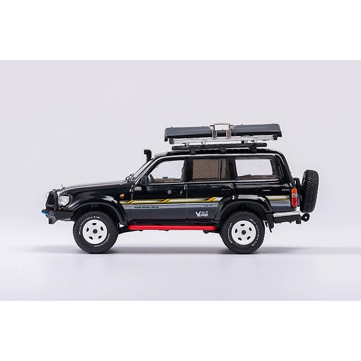 FloZ for KengFai for Toyota for Land Cruiser for LC80 Off-Road Vehicle Pearl Black Off Road Edition 1:64 Truck Pre-Built Model
