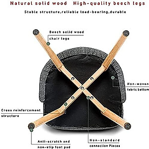 SHAWLA Chairs Cotton Linen Dining Chair,Solid Wood Reception Chair Kitchen Counter Makeup Room Lounge Counter Chairs Side Chair (Color:Dark Blue)