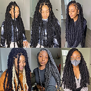ZRQ 30 Inch Butterfly Locs Crochet Hair Long Distressed Faux Braids Hair Pre-looped Synthetic Crochet Soft Locs 30 In Goddess Locs Hair Extensions (6 Pack 1B#)