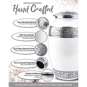 Spiritwind Cremation Urns for Adult Ashes Keepsake Set | Large White Cremation Urn with 4 Small Urns for Human Ashes | Urns for Ashes Adult Male | Urns for Human Ashes Adult Female | Decorative Urns
