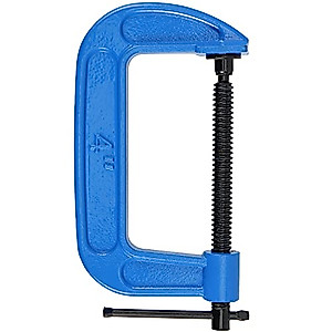 4 Inches C-Clamp Set, JEUIHAU 6 Pack Heavy Duty Malleable C Clamp, Blue Power Coated C Clamp for Woodworking, Welding and Building