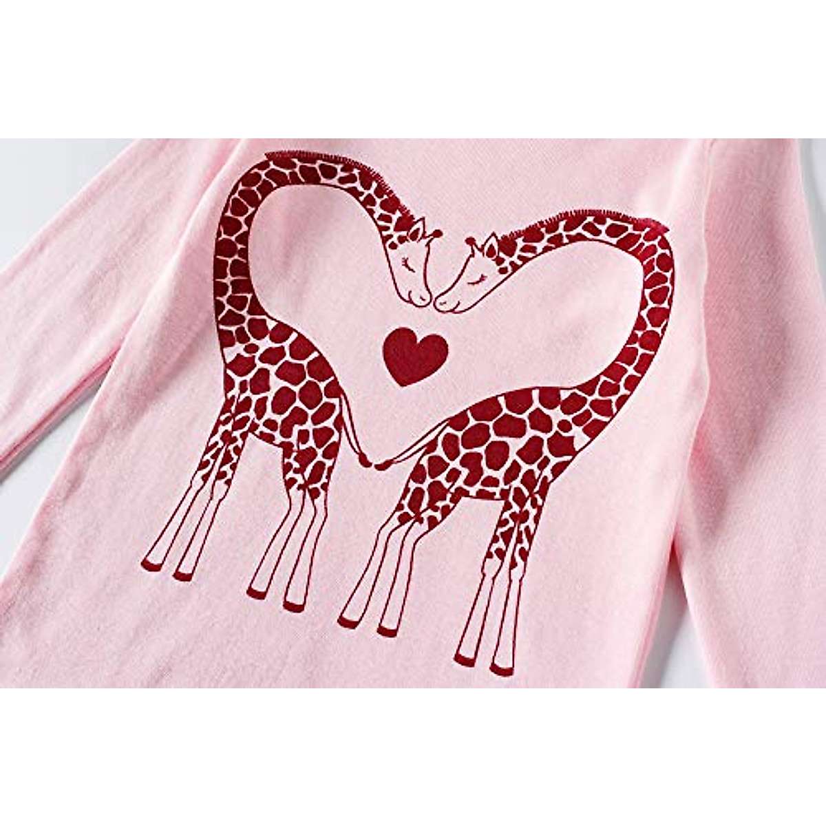Family Feeling Baby Girls Giraffe Pajamas Cotton Long sleeve Love Pink Infant Kid 18-24 Monthes