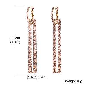 QJLE Rhinestone Long Rose Gold Earrings Dangle Drop Earrings for Women Hypoallergenic Dainty Cute Dangling Earrings for Women Trendy Jewelry